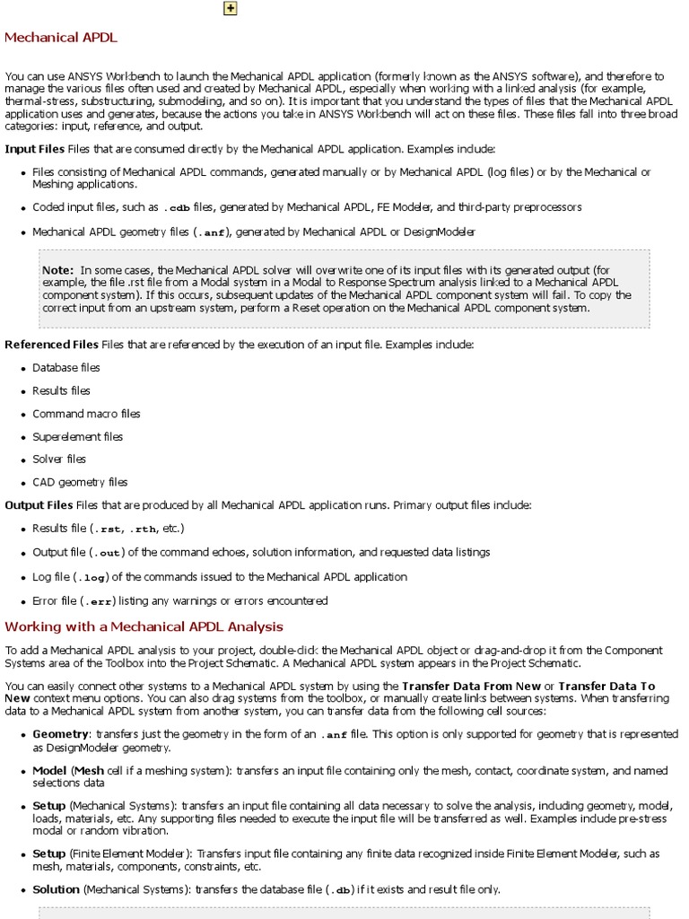 Solve Directly To Mechanical APDL | PDF | Parameter (Computer Programming) | Input/Output