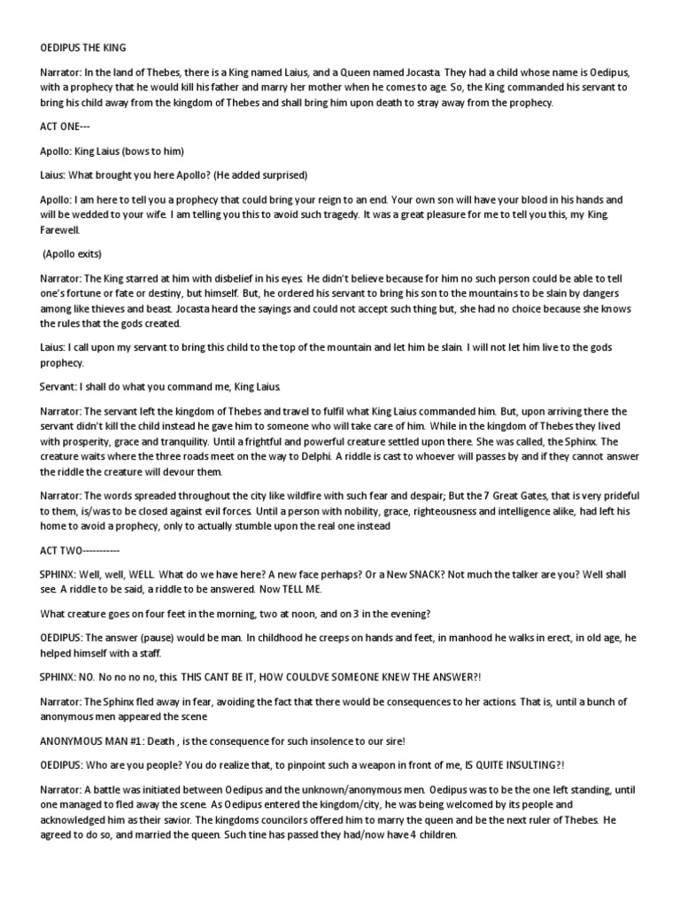 Oedipus Rex (English) Eto Na Talaga | PDF | Oedipus | Ancient Thebes ...