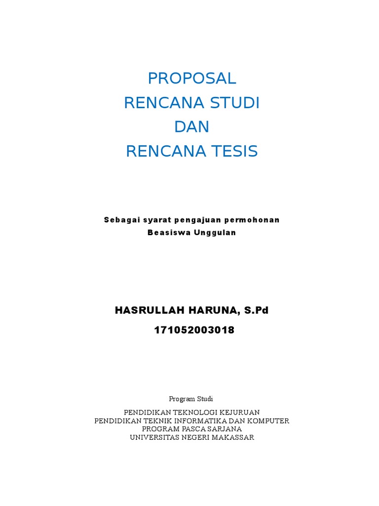 Contoh Rencana Studi | PDF