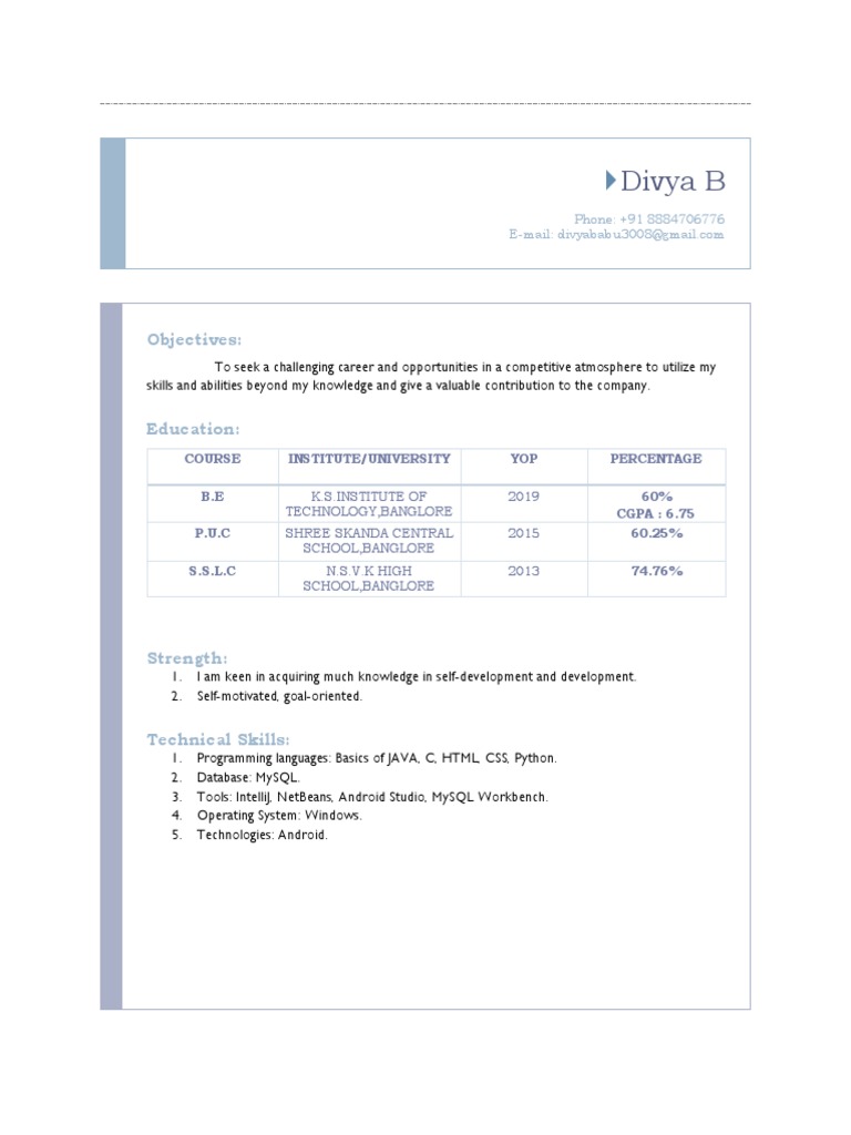 Divya Resume12 | PDF | Android (Operating System) | Computer Programming