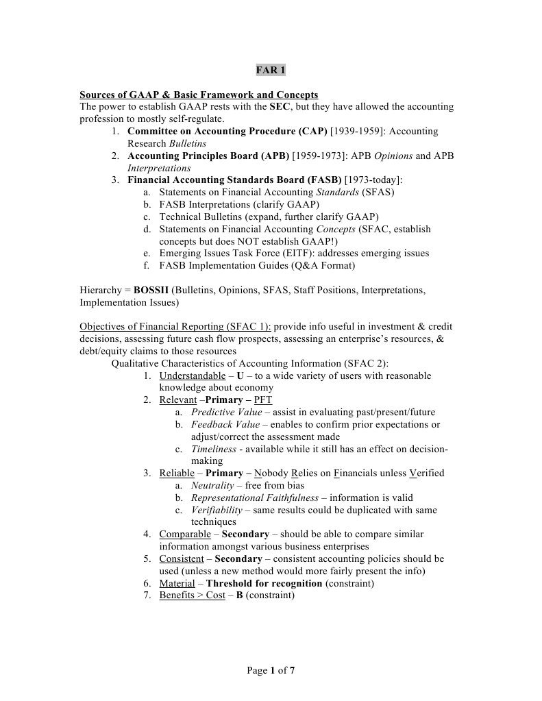 FAR 1 Notes | PDF | Fair Value | Income Statement