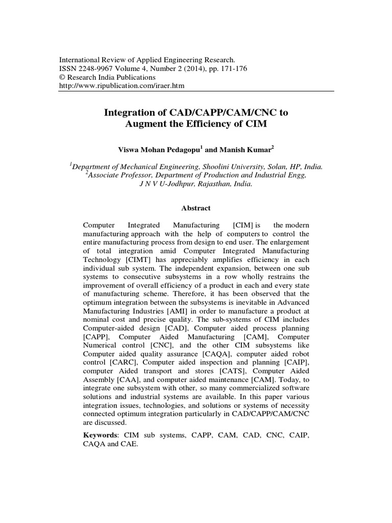 Integration of Computer Integrated Quality Control With Cad-Cam PDF | PDF | Numerical Control ...