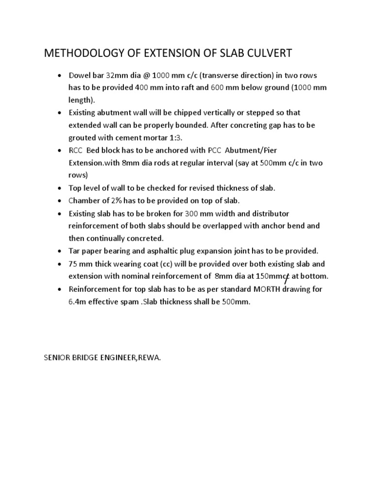 R1-Methdology of Extension of Slab Culvert | PDF