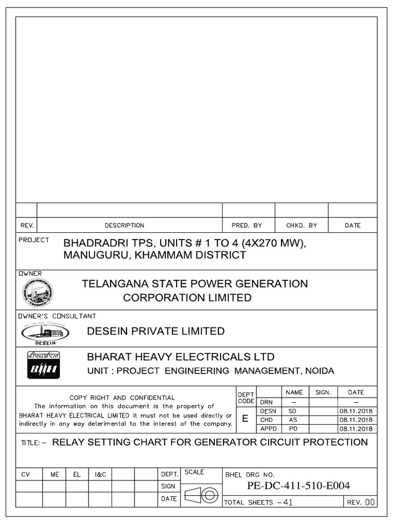 PE DC 411 510 E004 R0 - Relay Setting Chart | PDF | Transformer ...