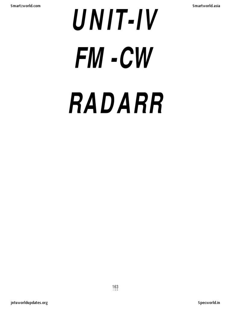 Radar Systems - Unit-4 PDF | PDF | Radar | Frequency Modulation