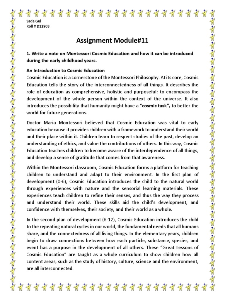 Cosmic Education in Montessori Method | PDF | Montessori Education | Peace
