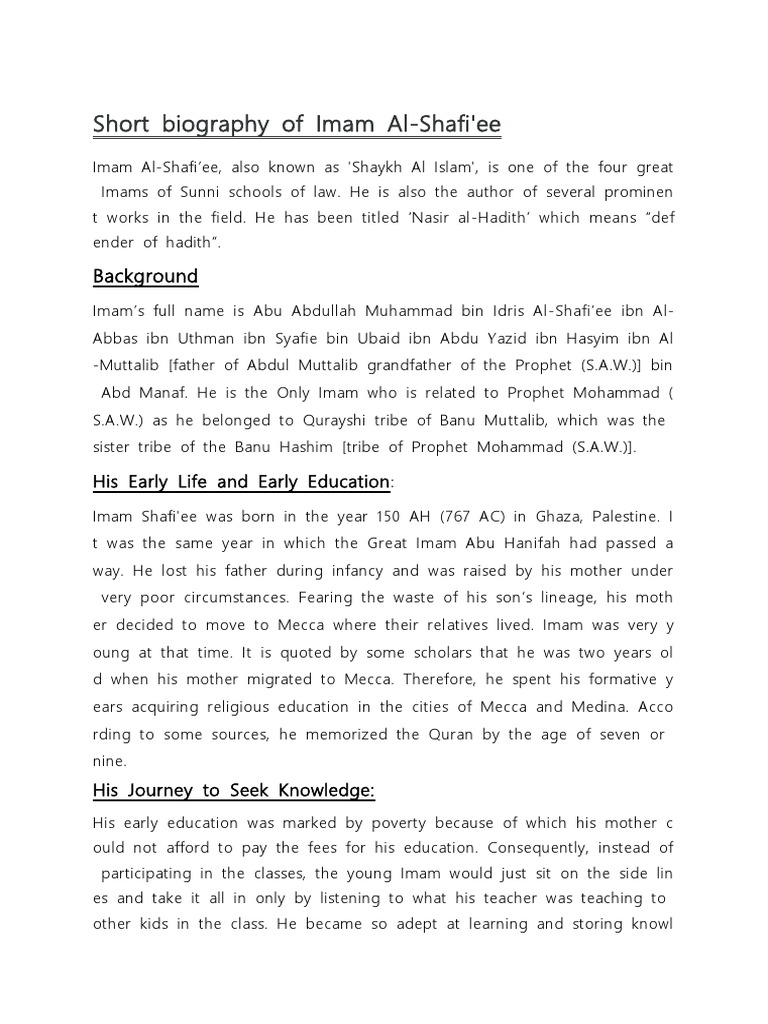 Imam Shafi | PDF | Muhammad | Medina