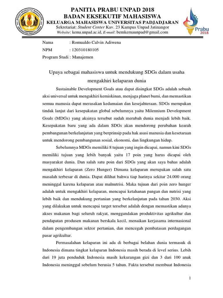 Tugas Essay SDGs Prabu18 | PDF