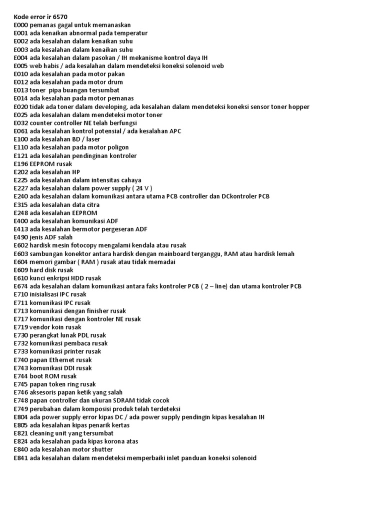 Kode Eror Ir6570 | PDF