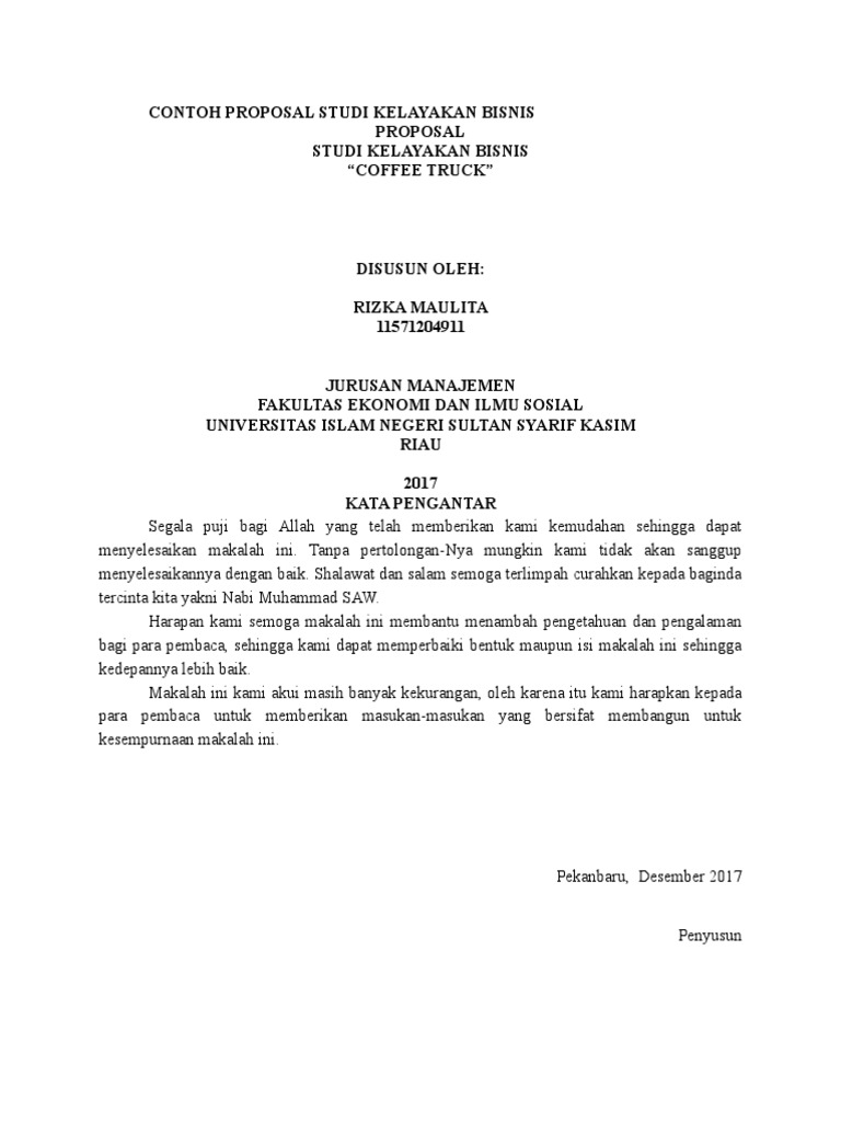 Contoh Proposal Studi Kelayakan Bisnis | PDF