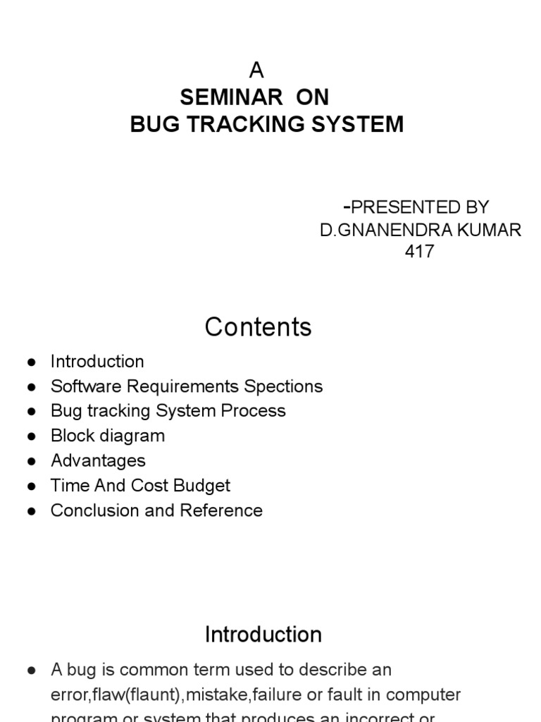 Bug Tracking System | PDF | Software Bug | User (Computing)