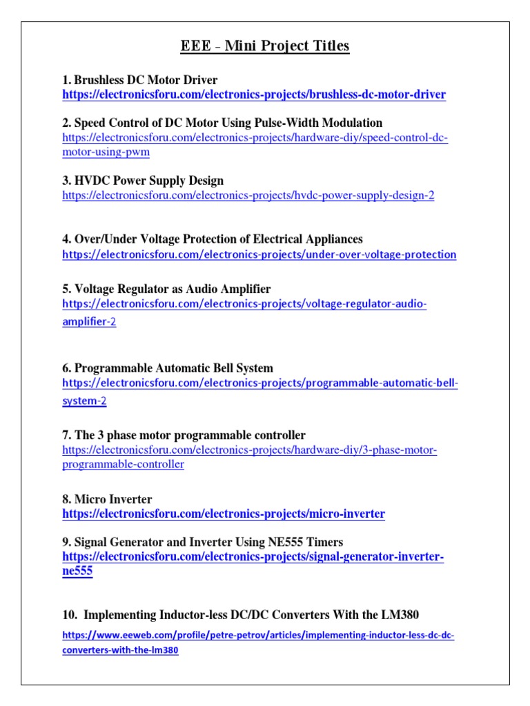 Mini Project Ideas for Electrical and Electronics Engineering Students ...