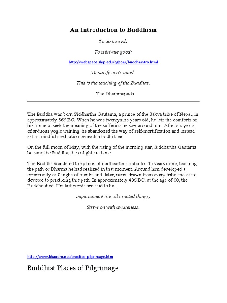An Introduction To Buddhism | PDF | Gautama Buddha | Indian Philosophy
