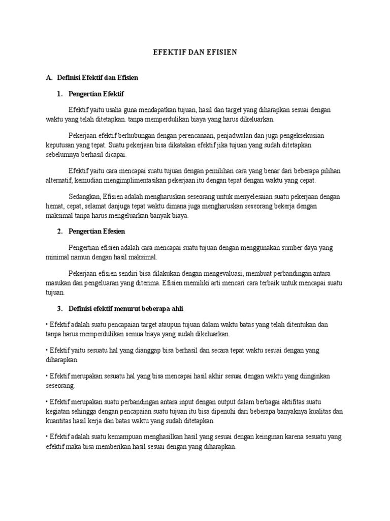 Perbedaan Efektif Dan Efisien Efisien, Efektif, Optimal, Inovasi,