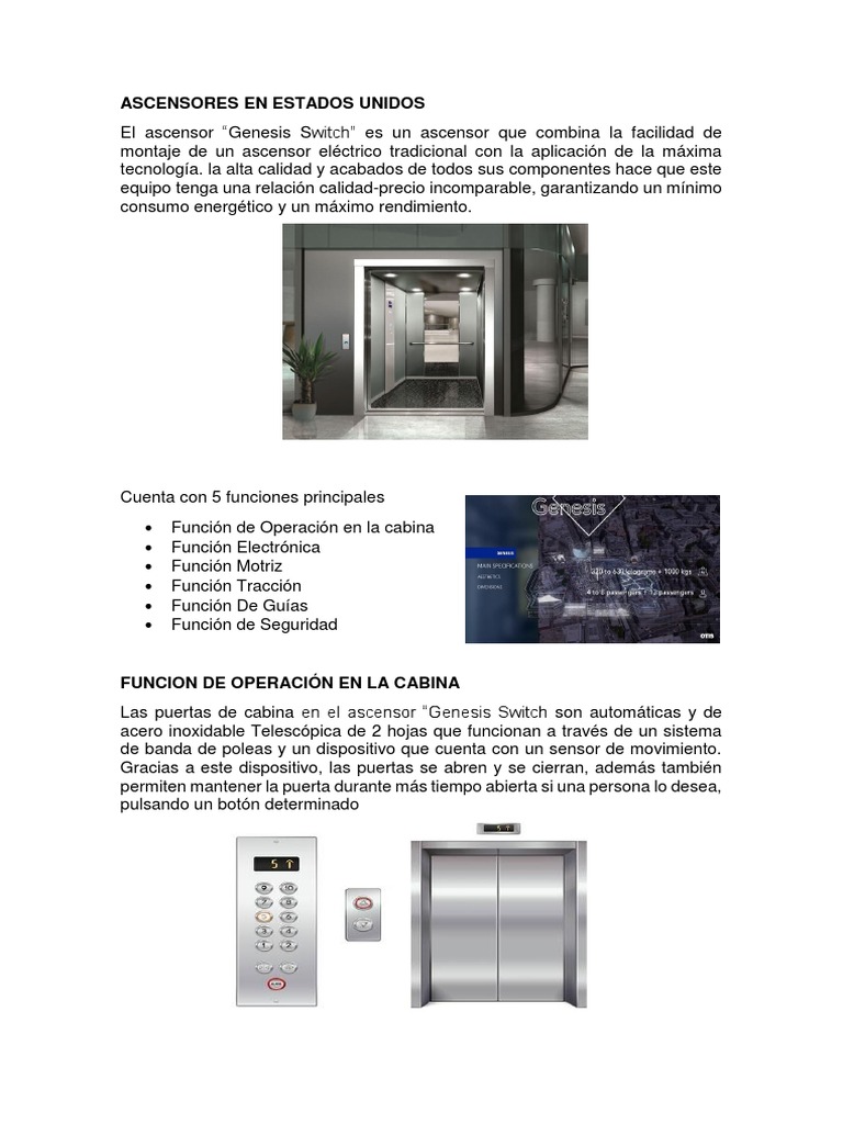 Funcionamiento del Ascensor Genesis Switch | PDF | Ascensor | Science
