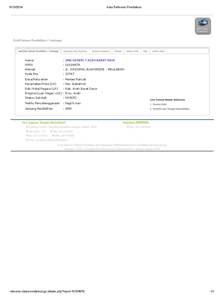 Data Referensi Pendidikan | PDF