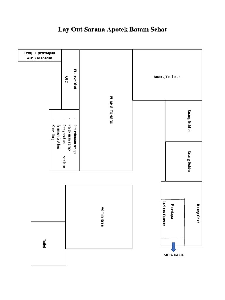 Layout Sarana dan Fasilitas Apotek Batam Sehat | PDF