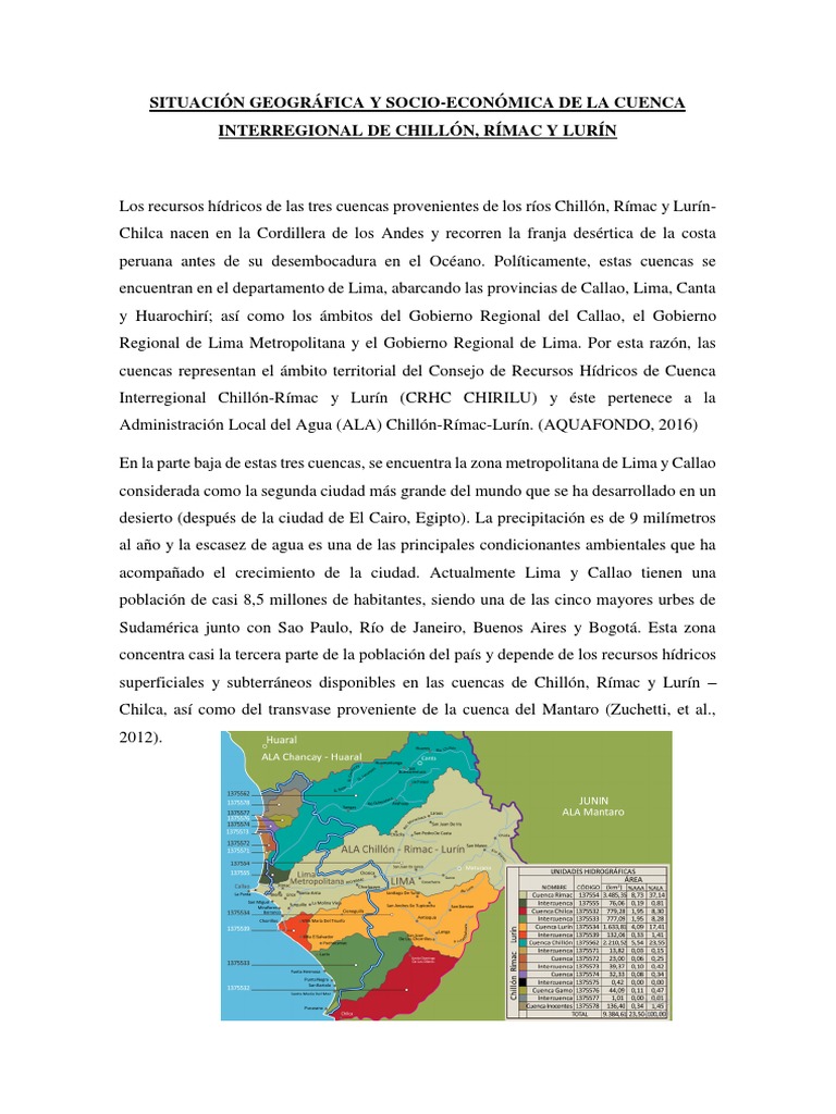 Caracteristicas de La Cuenca Del Rio Chillón | PDF | Río | Agua