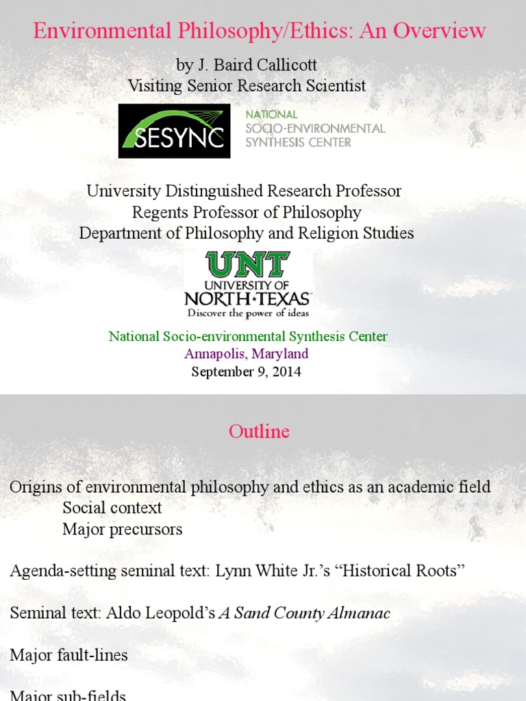 Callicott Presentation | PDF | Environmental Ethics | Philosophical ...