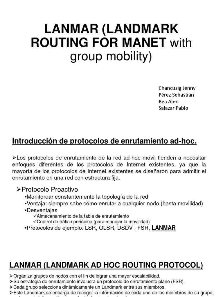 LANMAR LANDMARK ROUTING FOR MANET With Group Bien Echo | PDF ...