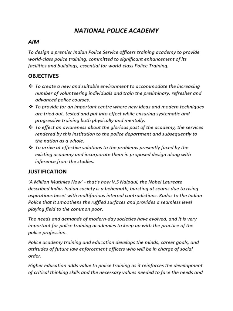 National Police Academy Synopsis | PDF | Police