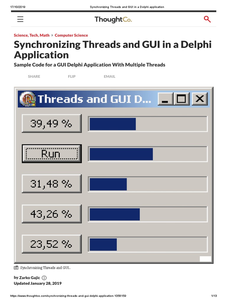 Synchronizing Threads And Gui In A Delphi Application Pdf Thread Computing Graphical