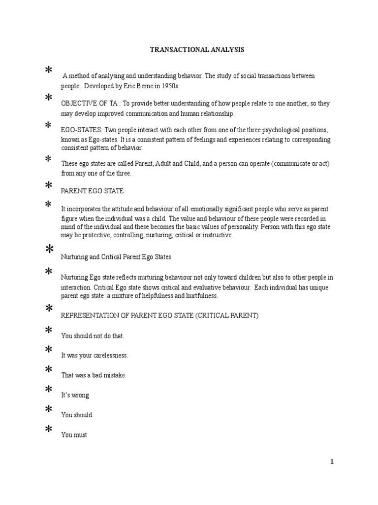 Transactional Analysis | PDF | Social Psychology | Metaphysics Of Mind