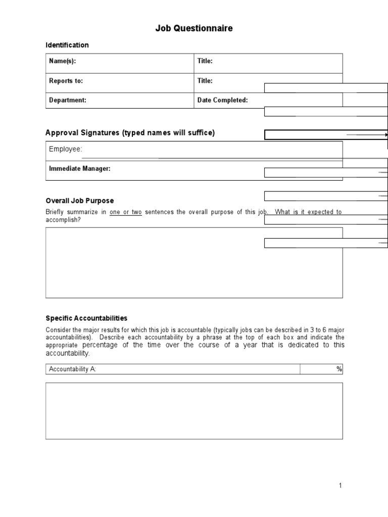 Hay Job Evaluation Questionnaire | PDF | Employment | Hypothermia