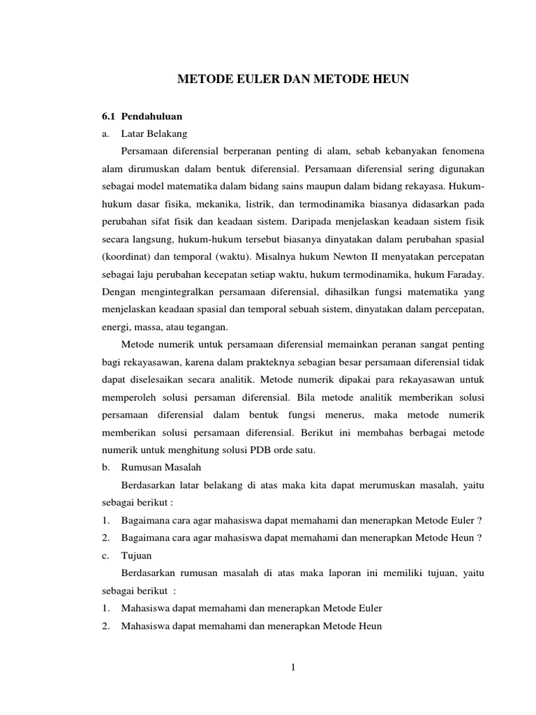 Metode Euler Dan Metode Heun | PDF