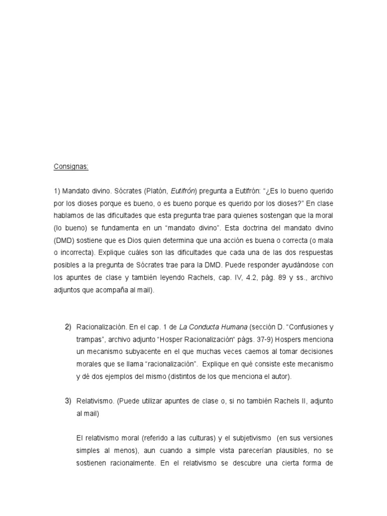 Mandato Divino Actividades | PDF | Relativismo | Moralidad