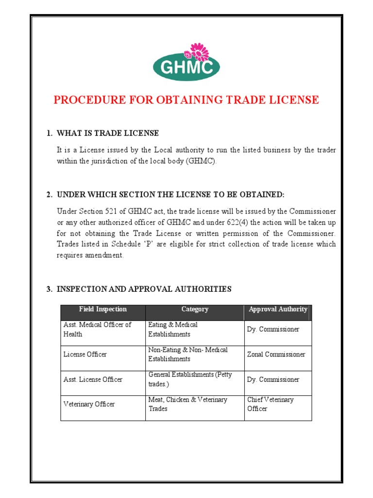 Trade License Process | PDF | License | Government Information