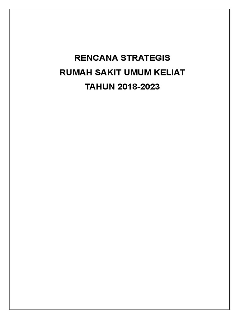 Contoh Renstra Rs | PDF | Bisnis