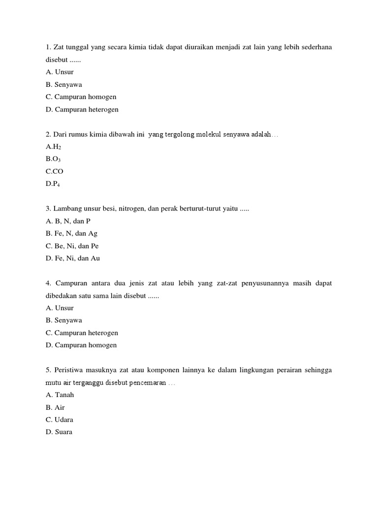 Soal Kimia SMP | PDF