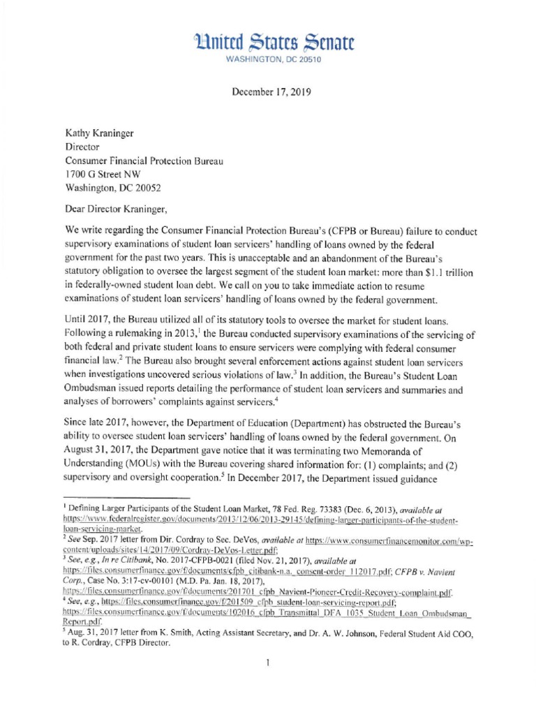 Letter To CFPB | PDF