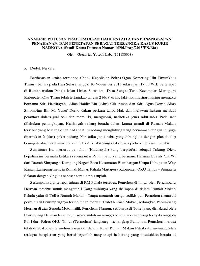 MENGANALISIS PUTUSAN PRA PERADILAN | PDF