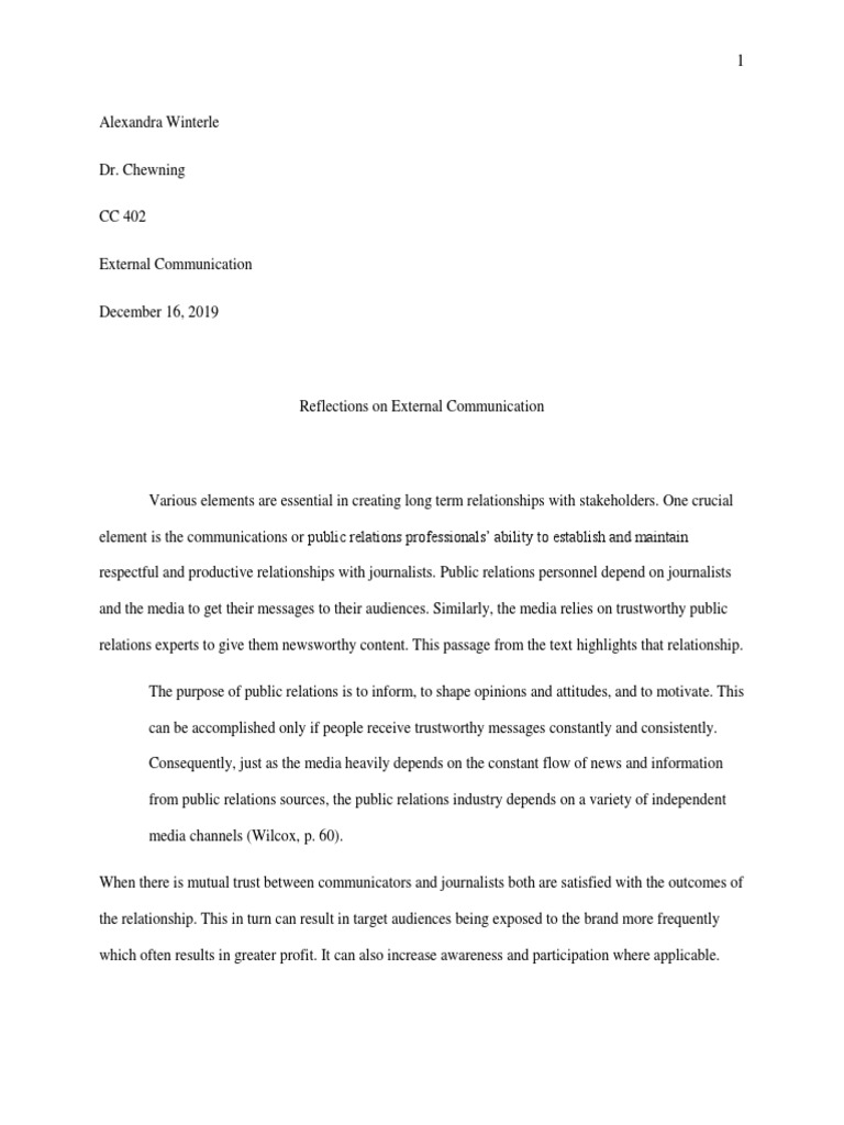 Key Elements of External Communication | PDF | Public Relations | News