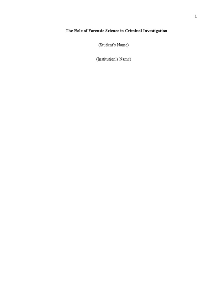 Role of Forensic Science in Criminal Investigation | PDF | Crime Scene ...