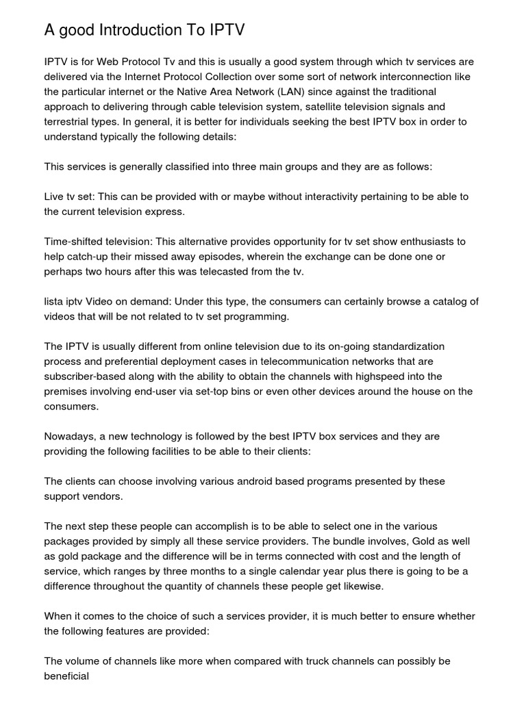 A Good Introduction To IPTV | PDF | Iptv | Television