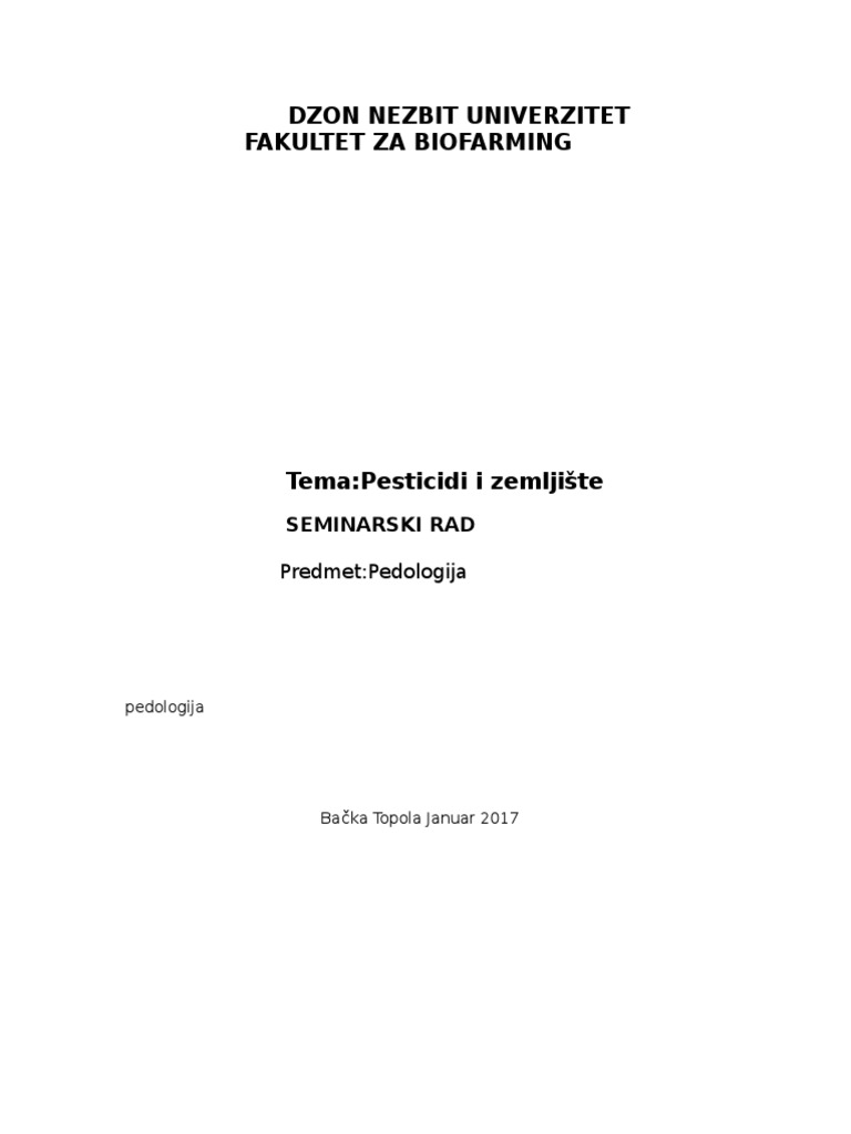 Seminarski Rad Pedologija | PDF