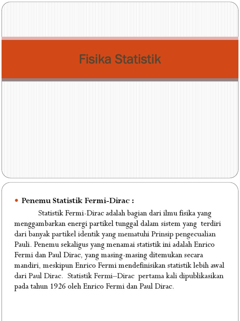Fisika Statistik Sejarah Fermi Dirac | PDF | Seni