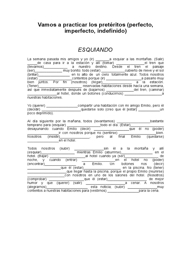 Preterito Perfecto Imperfecto e Indefinido Ejercicios de Gramatica ...