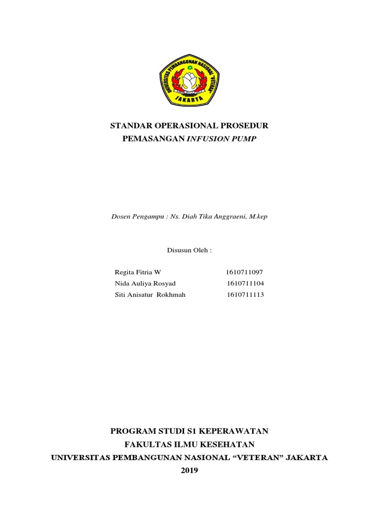 SOP Pemasangan Infus Pump | PDF | Kesehatan Holistik