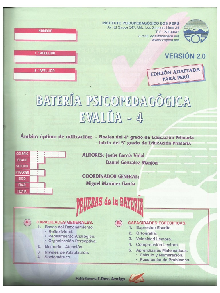 Protocolo de Aplicación EVALUA 4 PDF | PDF