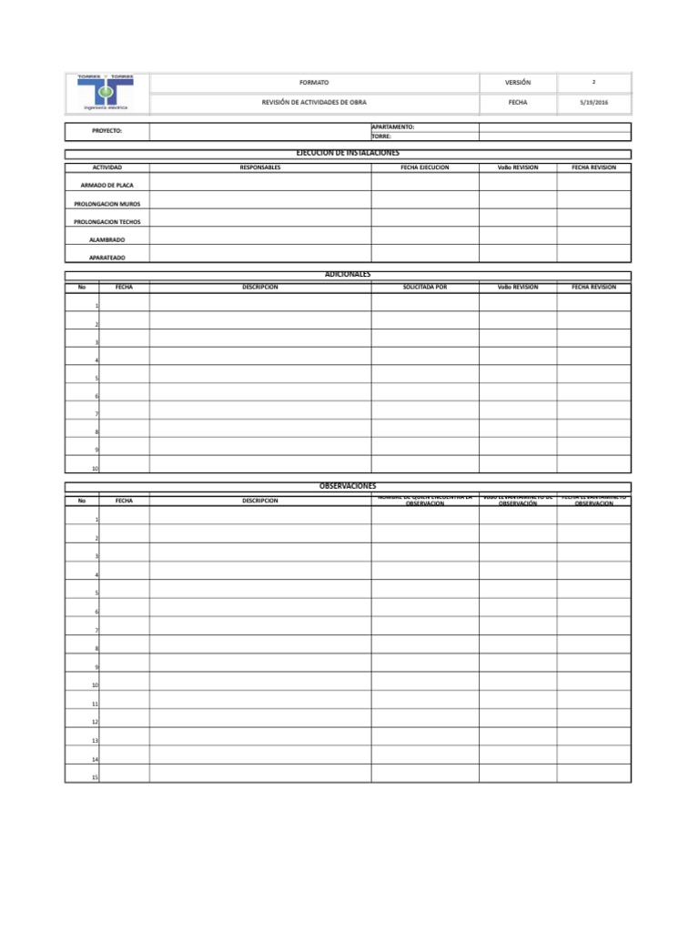 Formato de Revisión de Obra | PDF