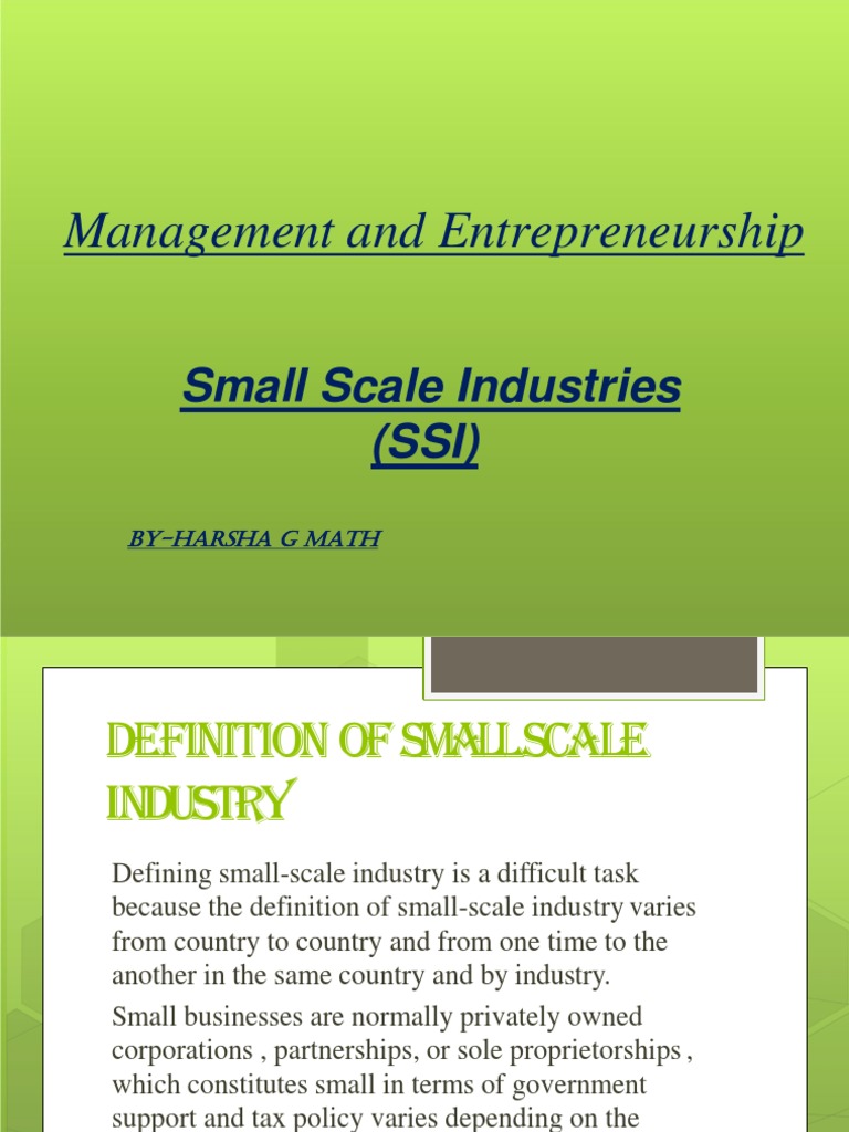 SSI (Small Scale Industries) | PDF | Entrepreneurship | Economies
