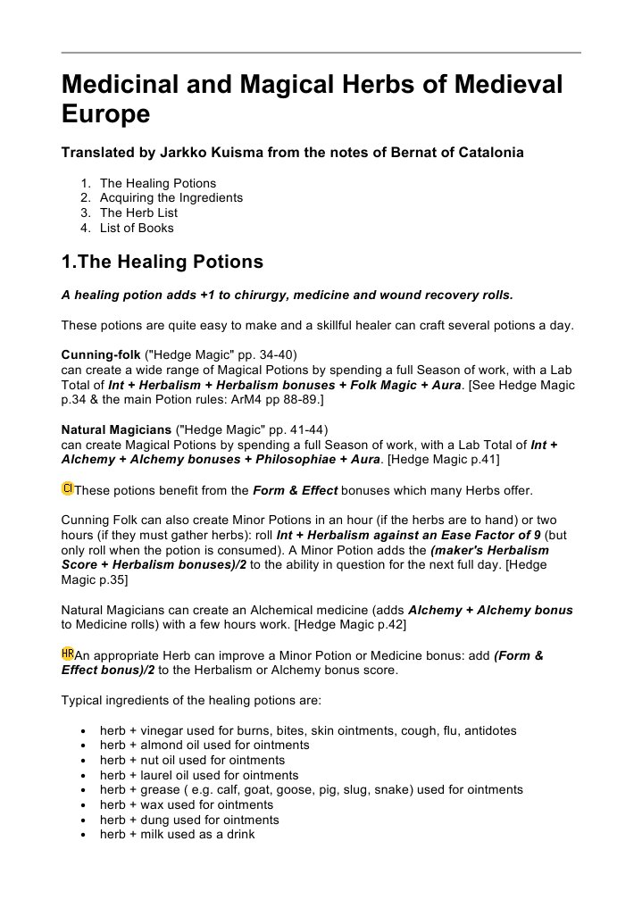 Medicinal and Magical Herbs of Medieval Europe | PDF | Herbalism ...