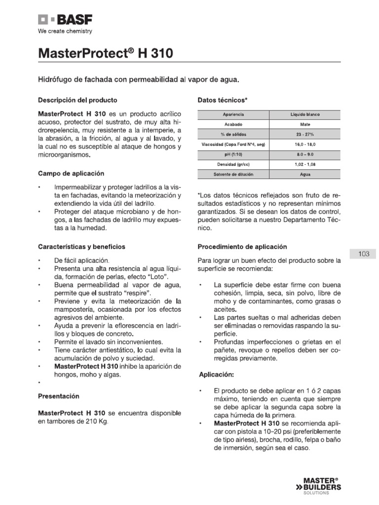 Master Protect H 310 | PDF