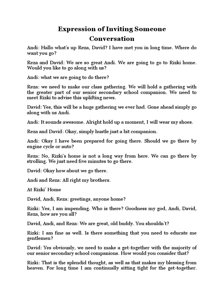 Expression of Inviting Someone | PDF | Home & Garden