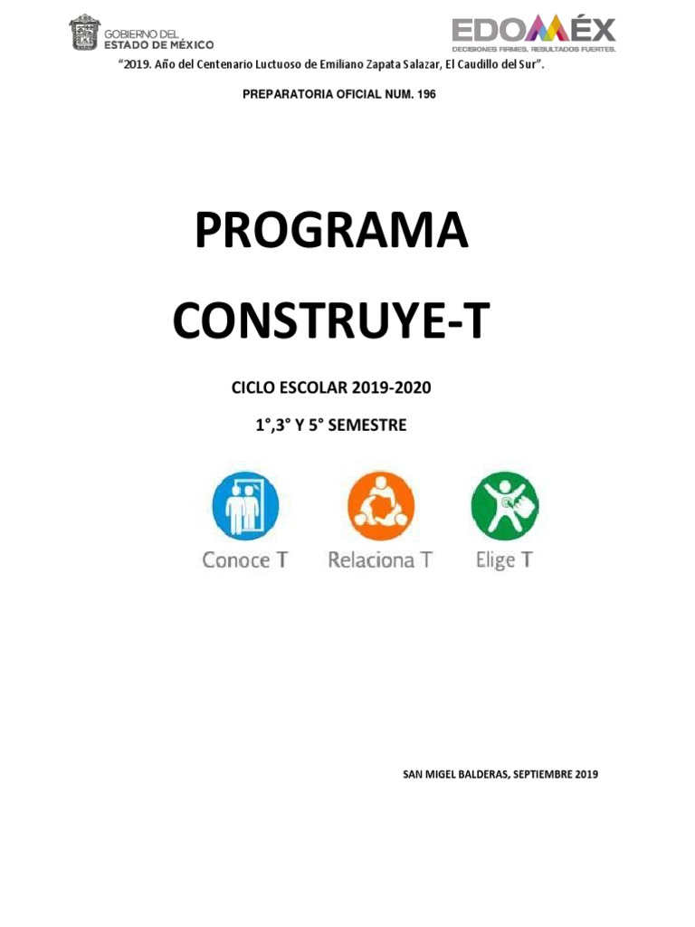 Programa Construye T: Habilidades Socioemocionales | PDF | Autoeficacia ...