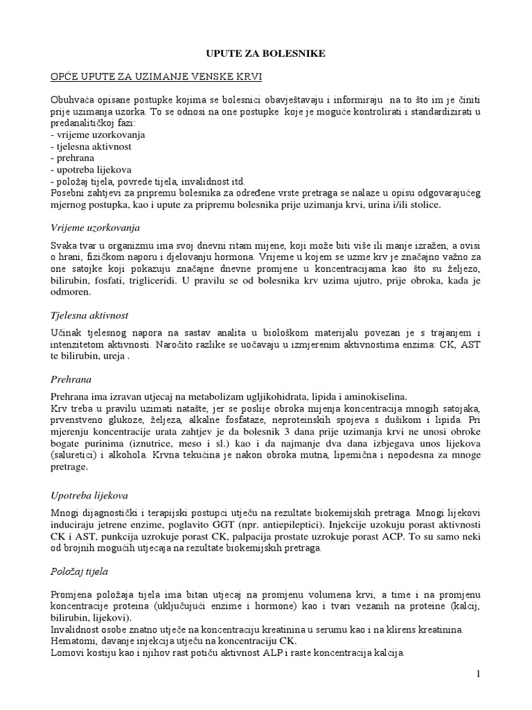 Upute Za Uzimanje Uzoraka I Popis Pretraga | PDF